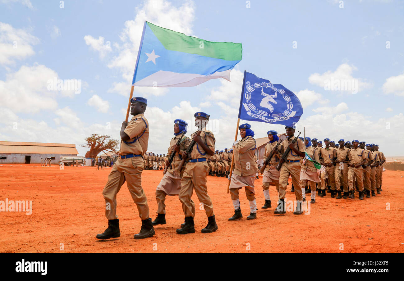 Newly trained Somali Police officers participate in a passing-out ...