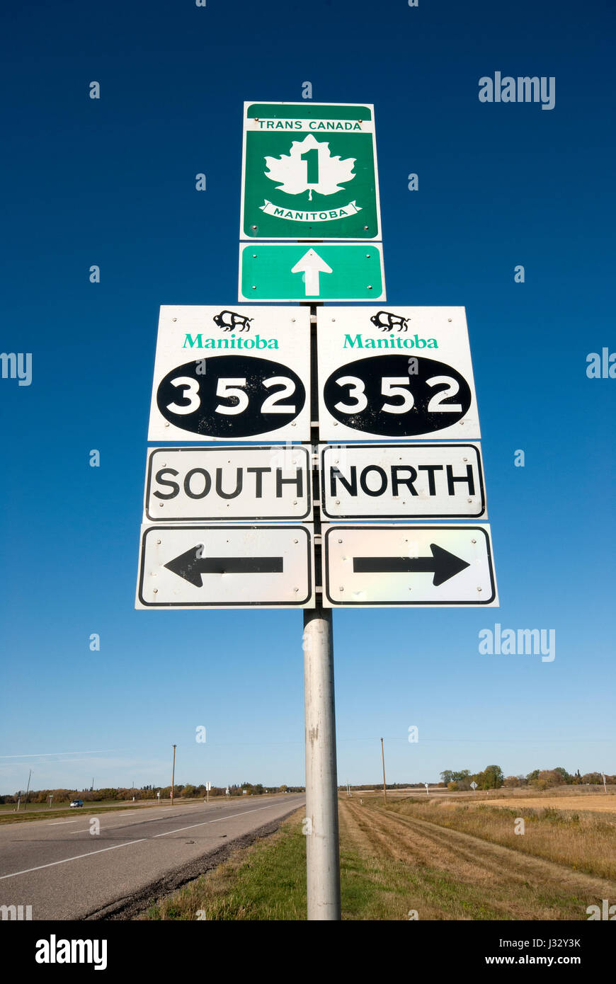 Road sign of Trans Canada Highway 1, Manitoba, Canada Stock Photo - Alamy