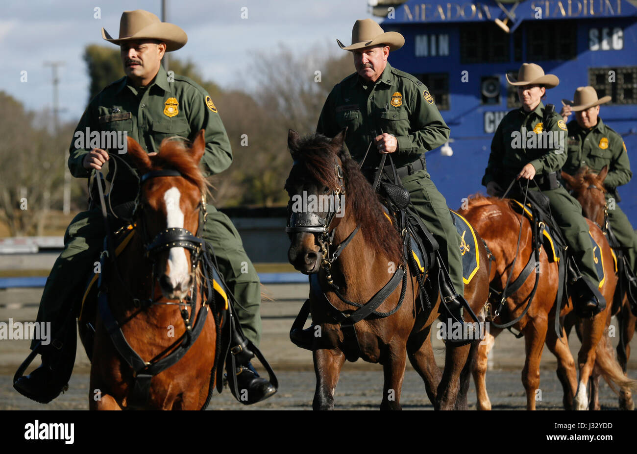 The image shows members of the U.S. Border Patrol Horse Patrol Unit ...