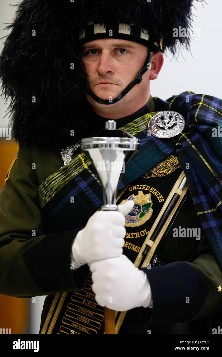This image shows U.S. Border Patrol Honor Guard Drum Major Richard ...