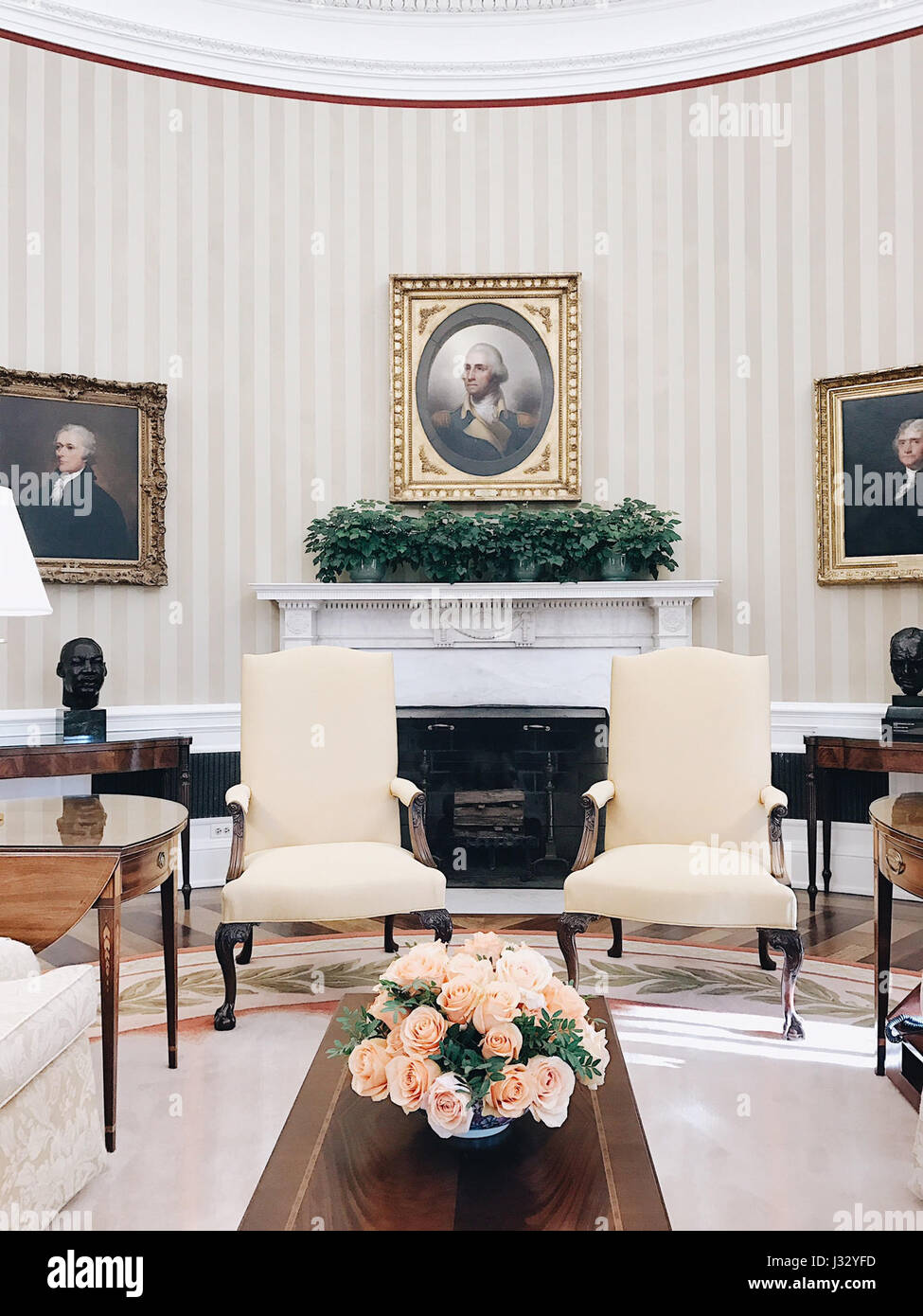A formal portrait of President Donald J. Trump, showing him in a suit ...