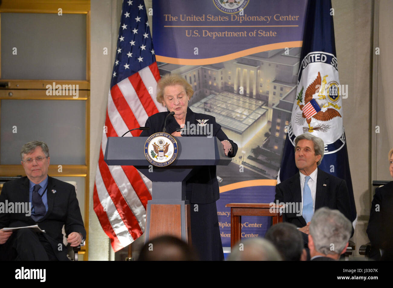 The image shows former U.S. Secretary of State Madeleine Albright ...