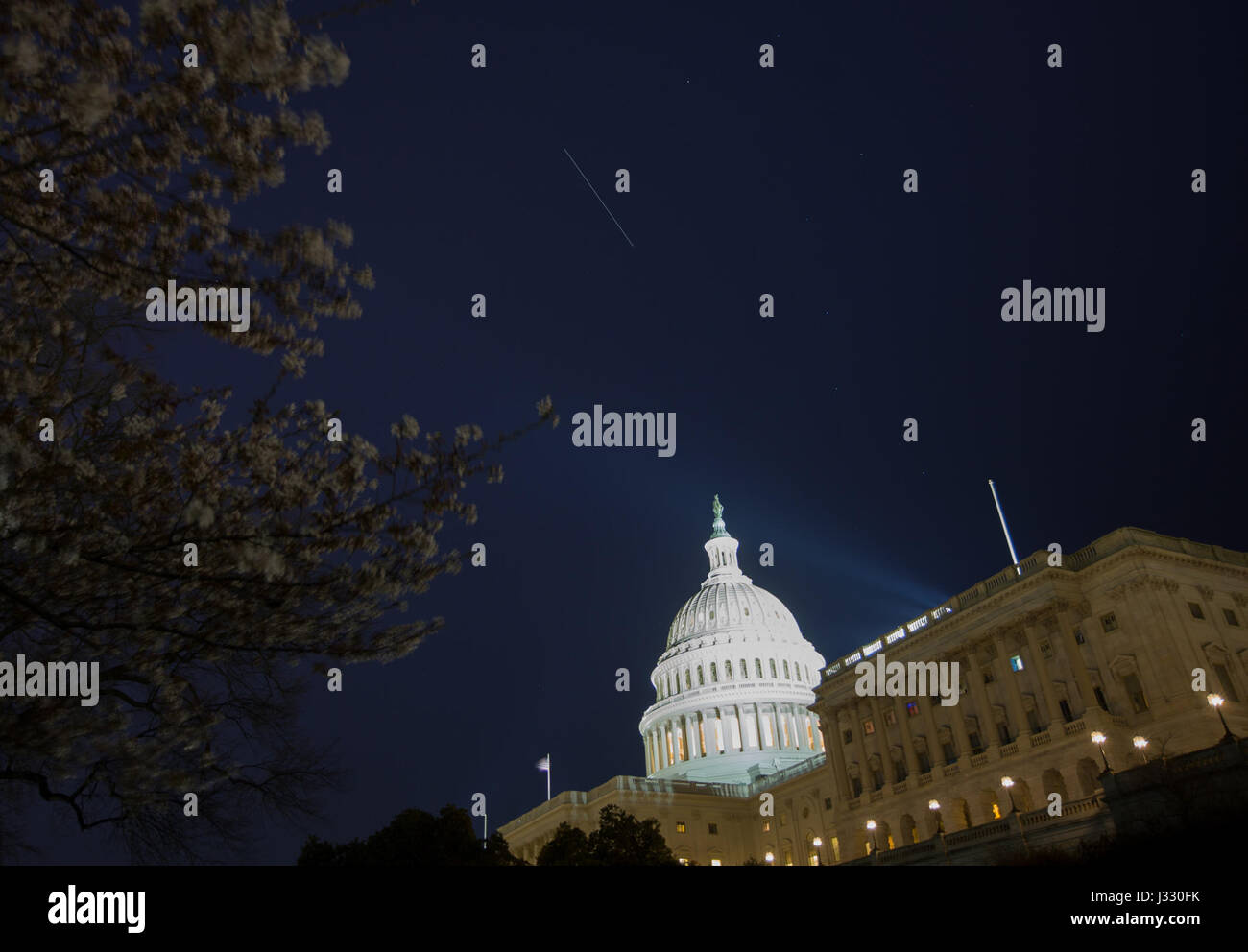 The International Space Station is seen in this eleven-second exposure ...