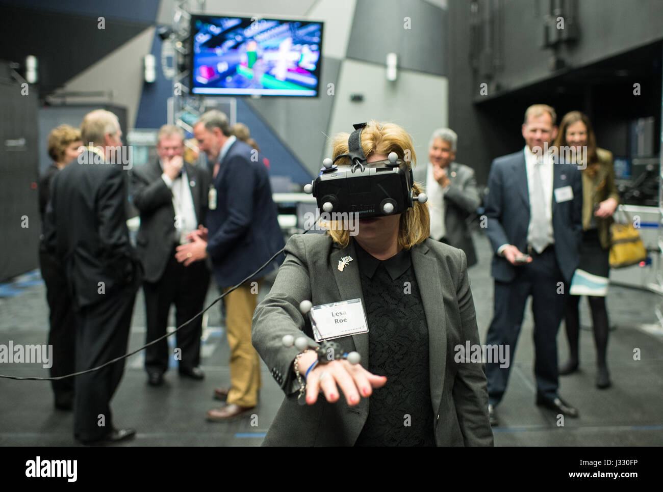 Acting NASA Deputy Administrator Lesa Roe is seen using a virtual ...