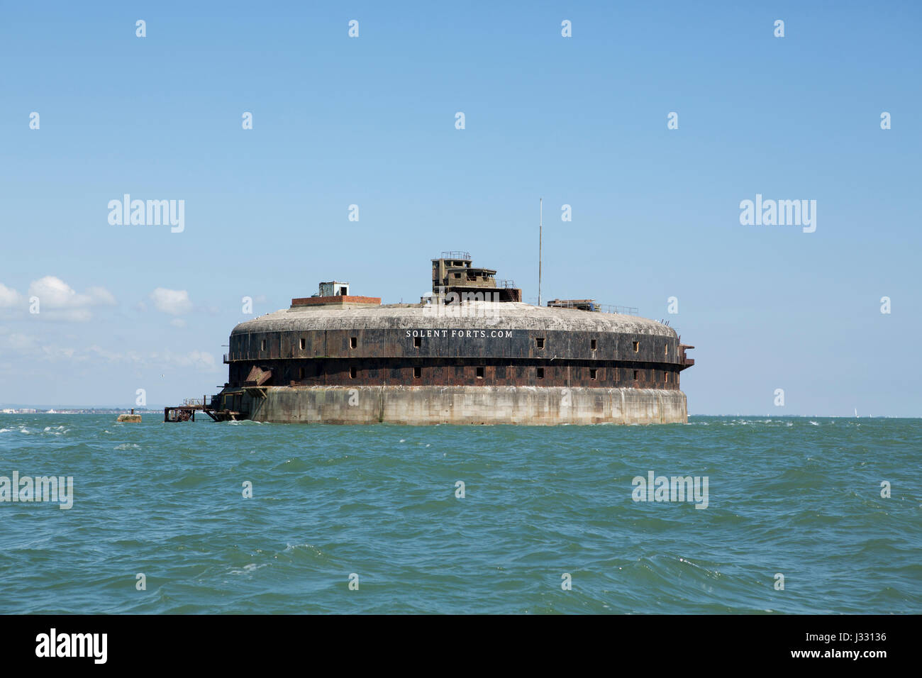 Horse sand fort in the Solent between Portsmouth and the Isle of Wight ...