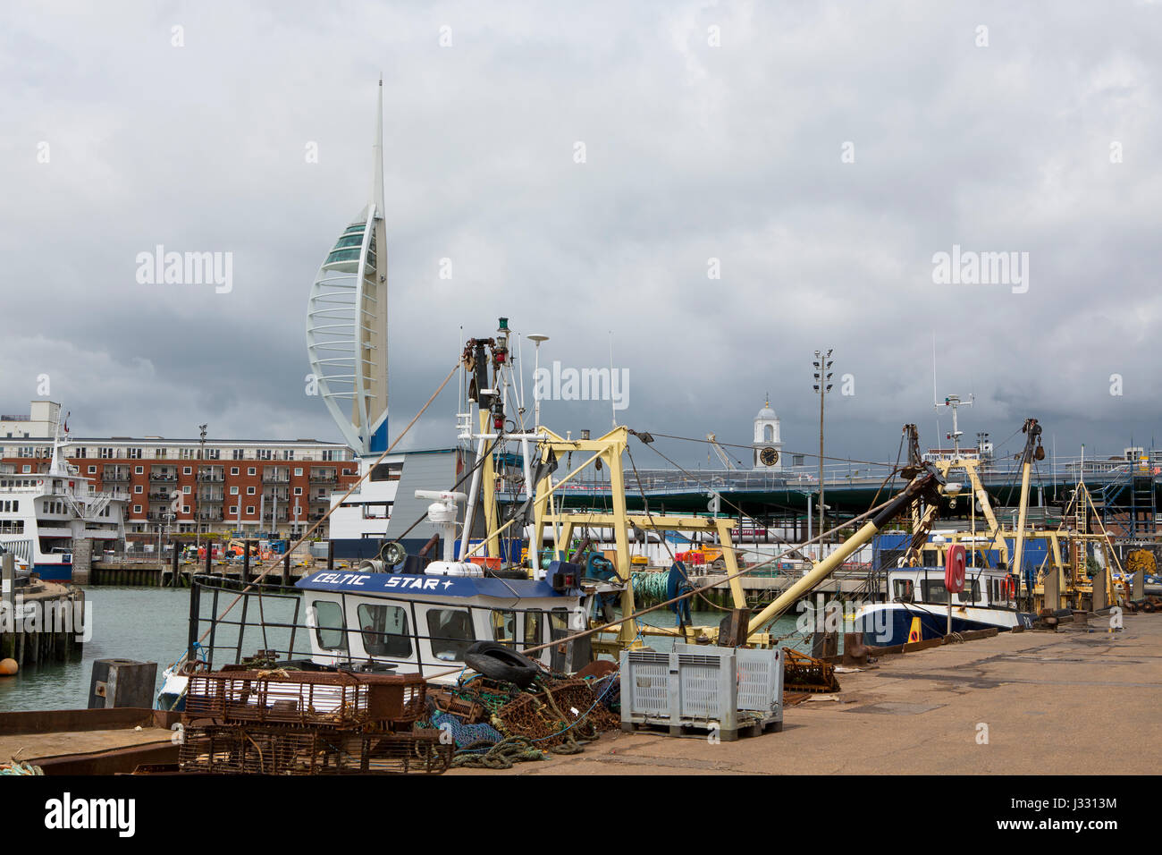 The busy Camber docks in Portsmouth Hampshire. Assortment of fishing ...