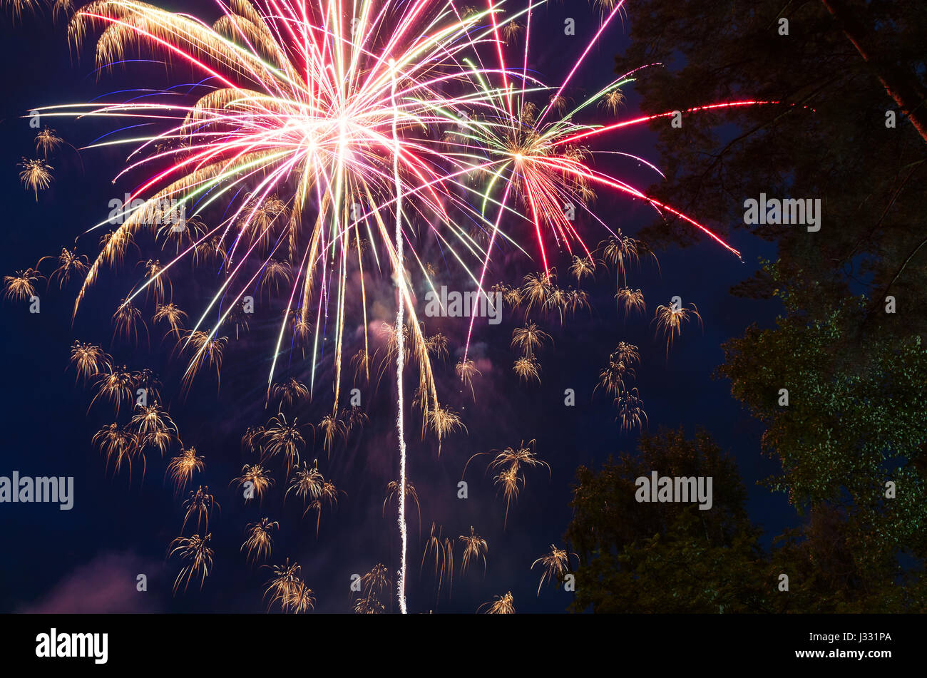 Blue Fireworks Background High Resolution Stock Photography and Images ...