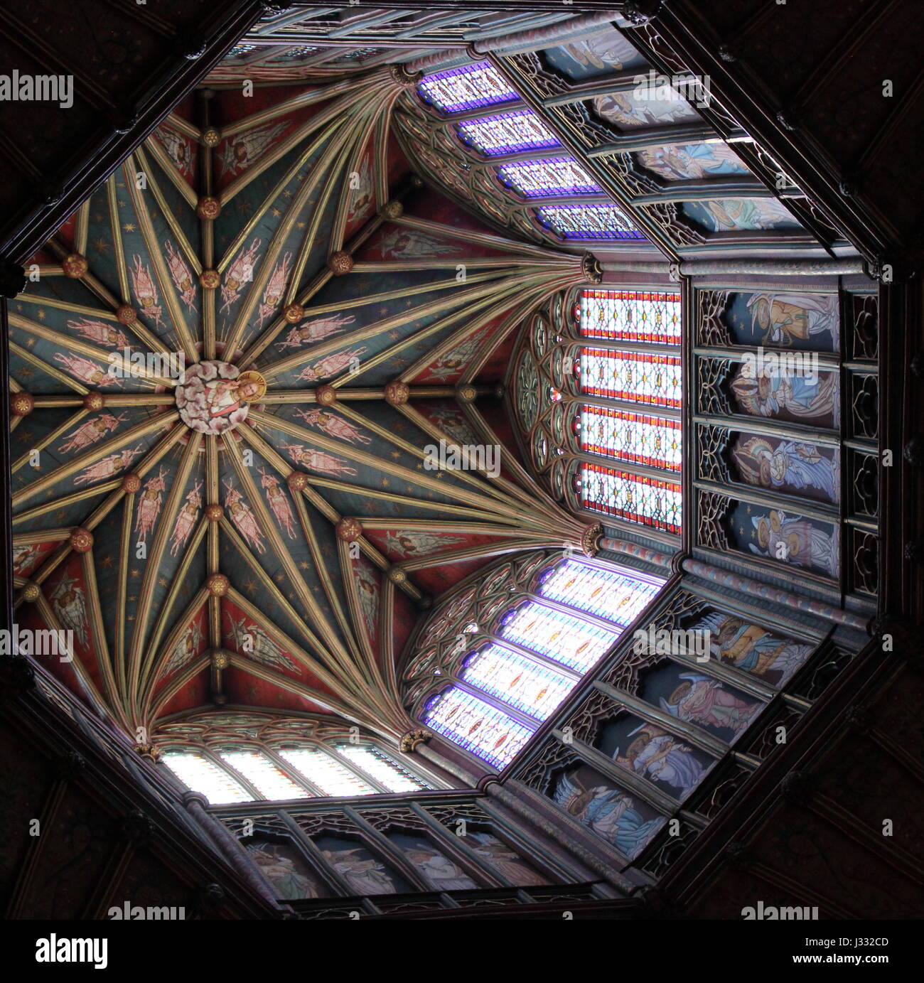 Octagon tower (The Lantern) ceiling in Ely cathedral; Ely ...