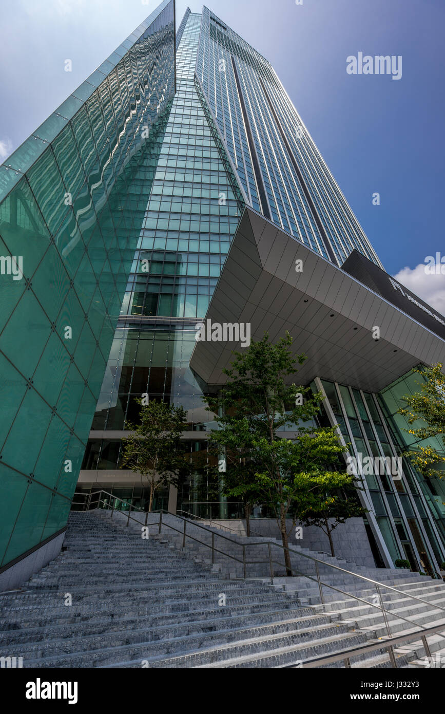 Street level View of Toranomon Hills Mori Tower. Located in Minato ward ...