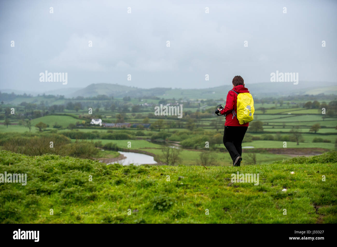 Monday 01 May 2017 Pictured: A Woman looks out at a view of the Towy ...