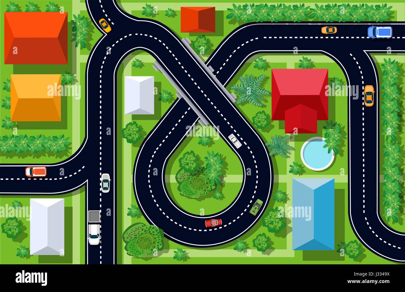 Aerial truck highway Stock Vector Images - Alamy