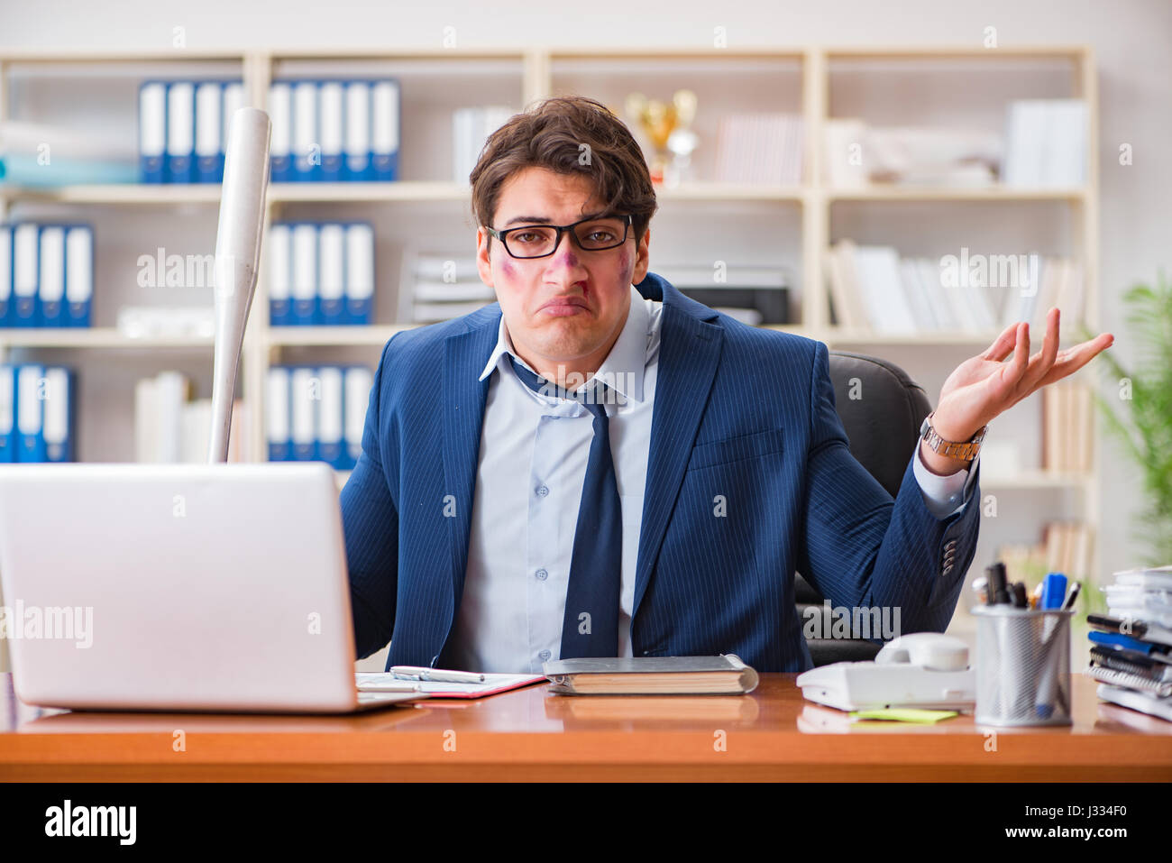 Angry aggressive businessman in the office Stock Photo - Alamy