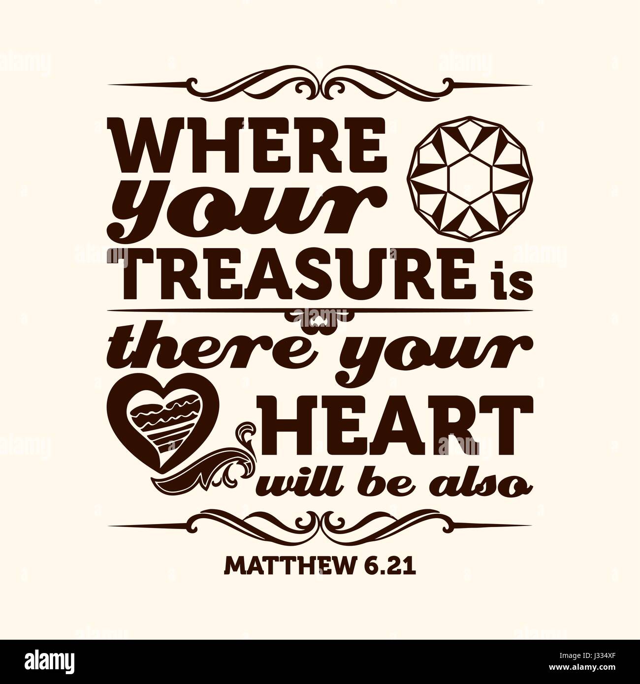 Christian print. Where you treasure is there your heart will be also ...