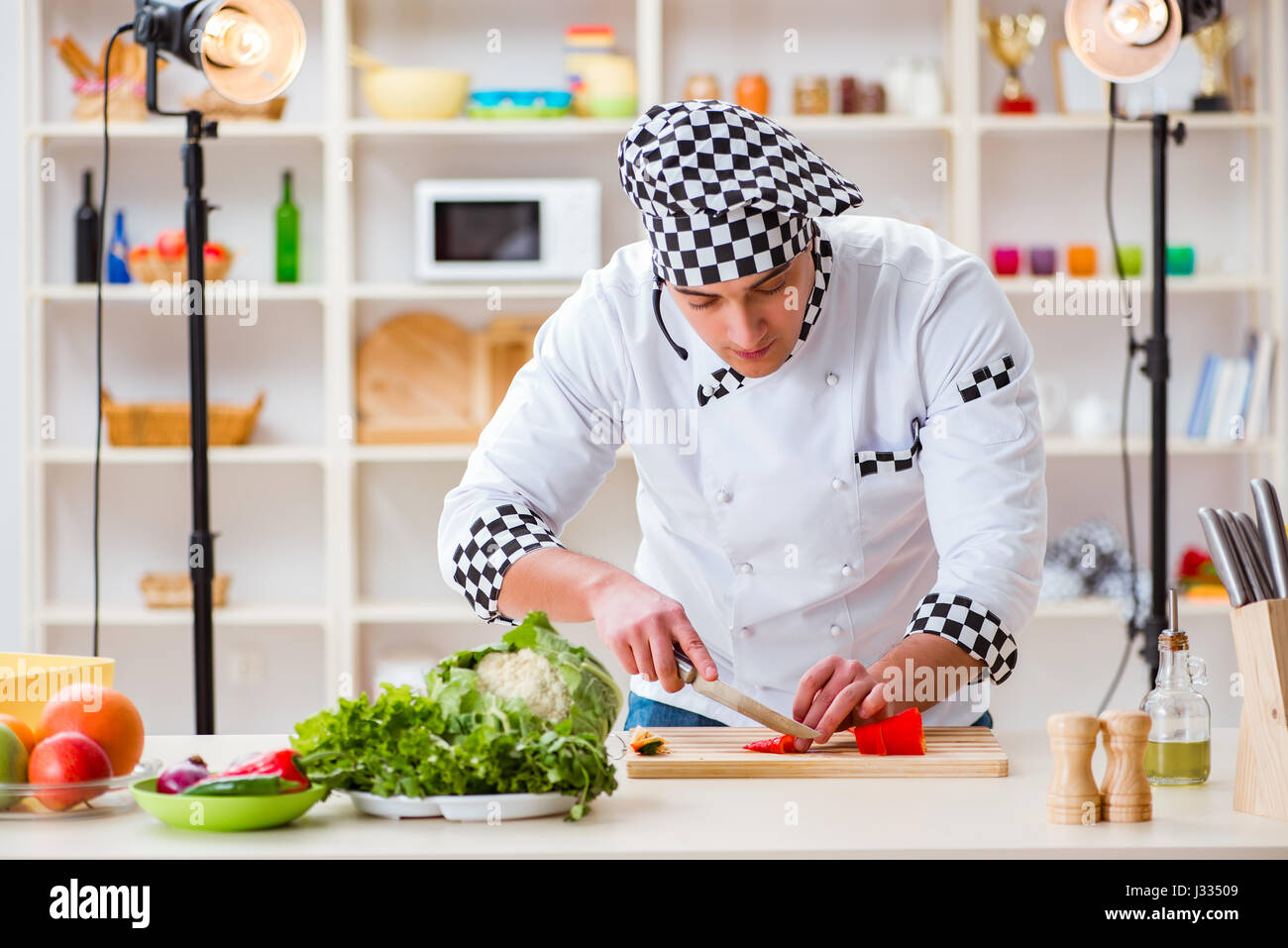 Food cooking tv show in the studio Stock Photo - Alamy