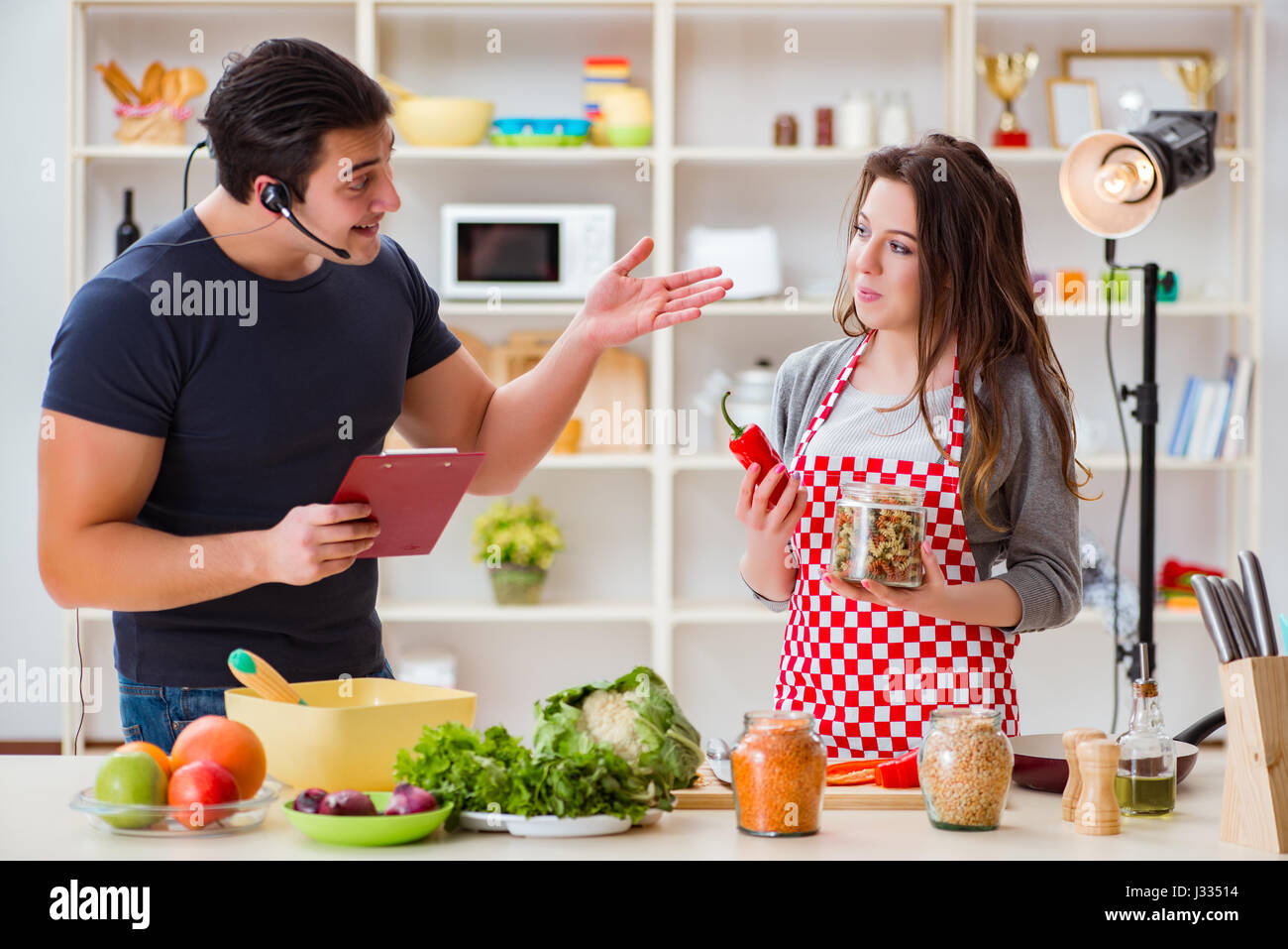 Food cooking tv show in the studio Stock Photo - Alamy