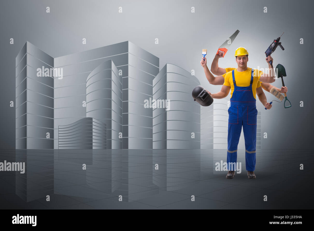 Jack of all trades concept with worker Stock Photo - Alamy