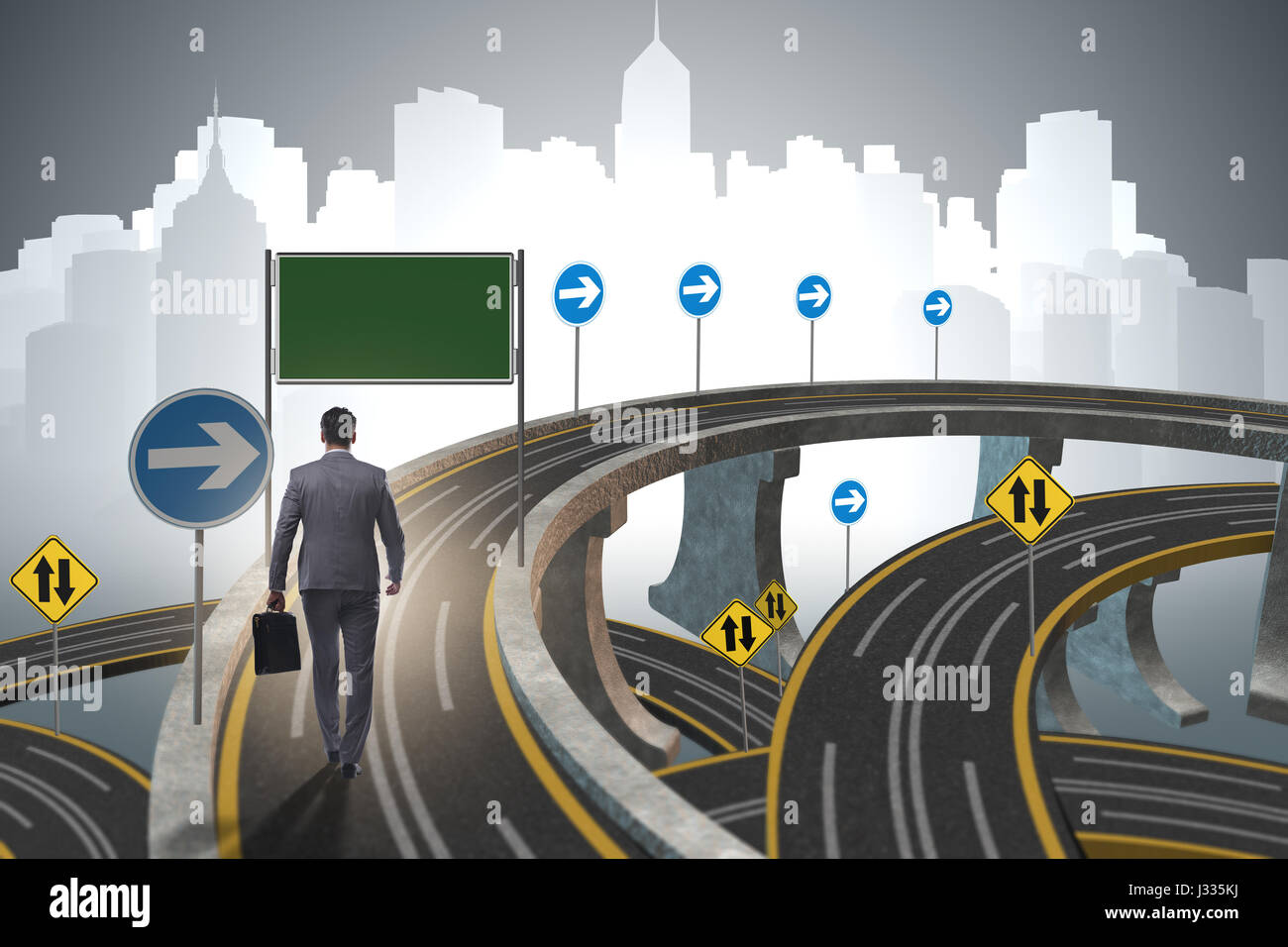 Businessman facing many different roads Stock Photo - Alamy