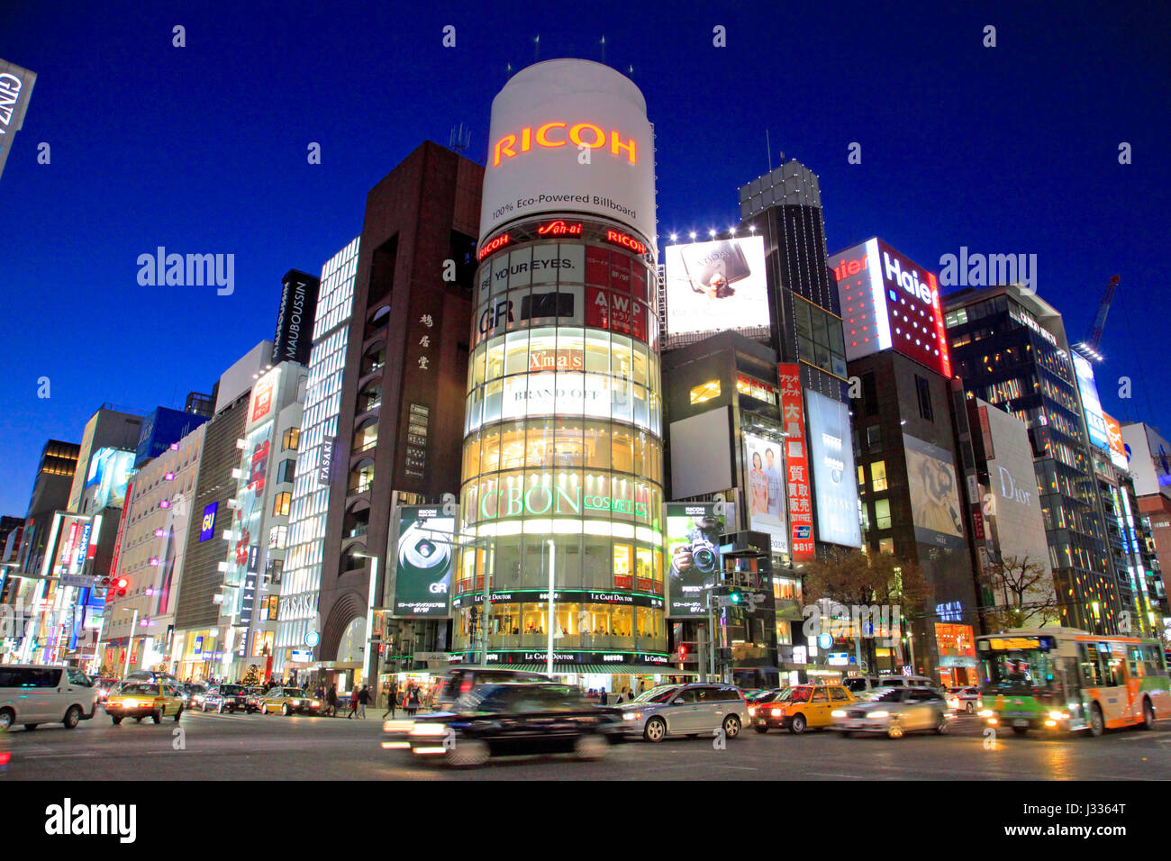 Night View Ginza 4-chome Tokyo Japan Stock Photo - Alamy