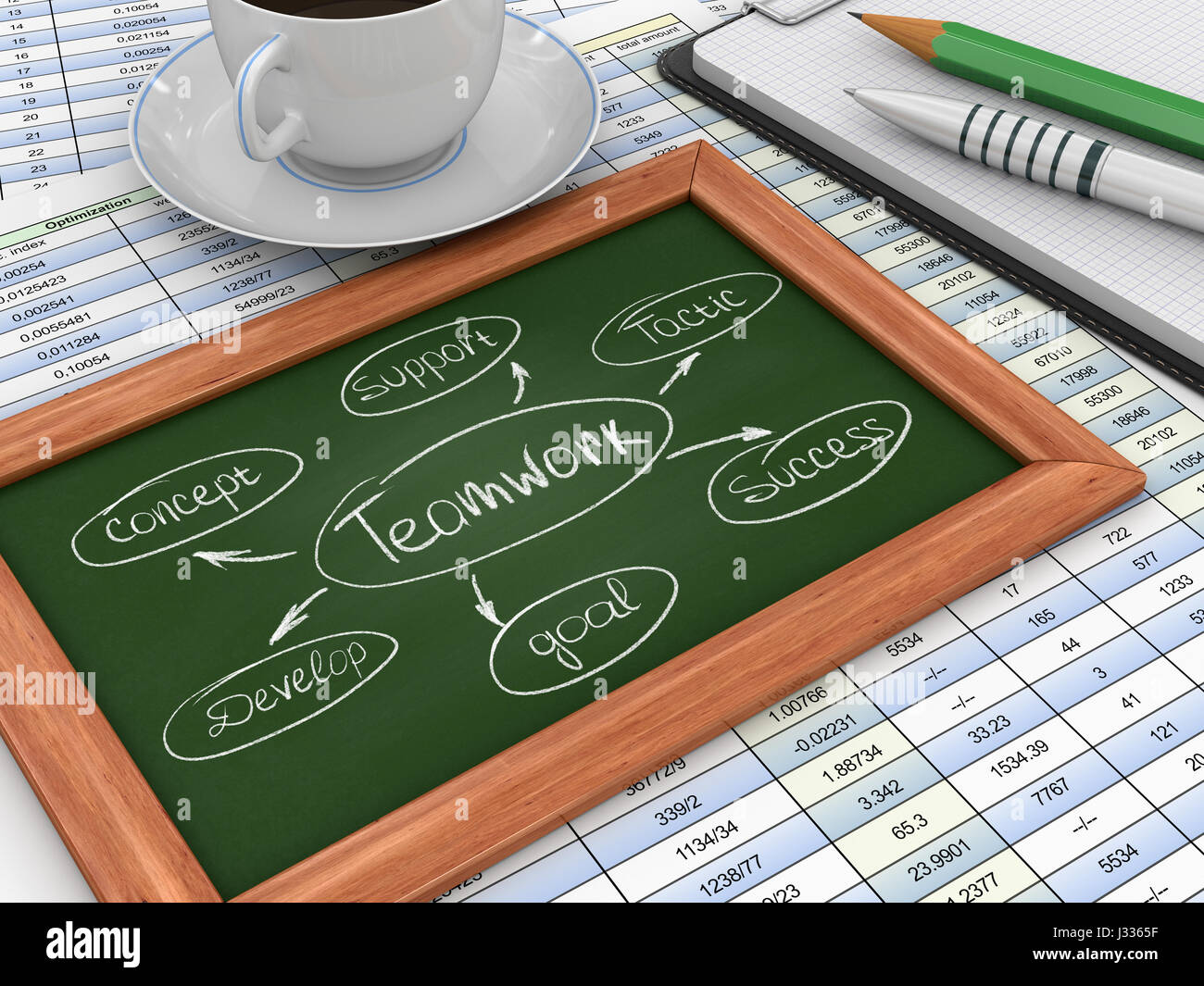Blackboard with Teamwork Stock Photo - Alamy
