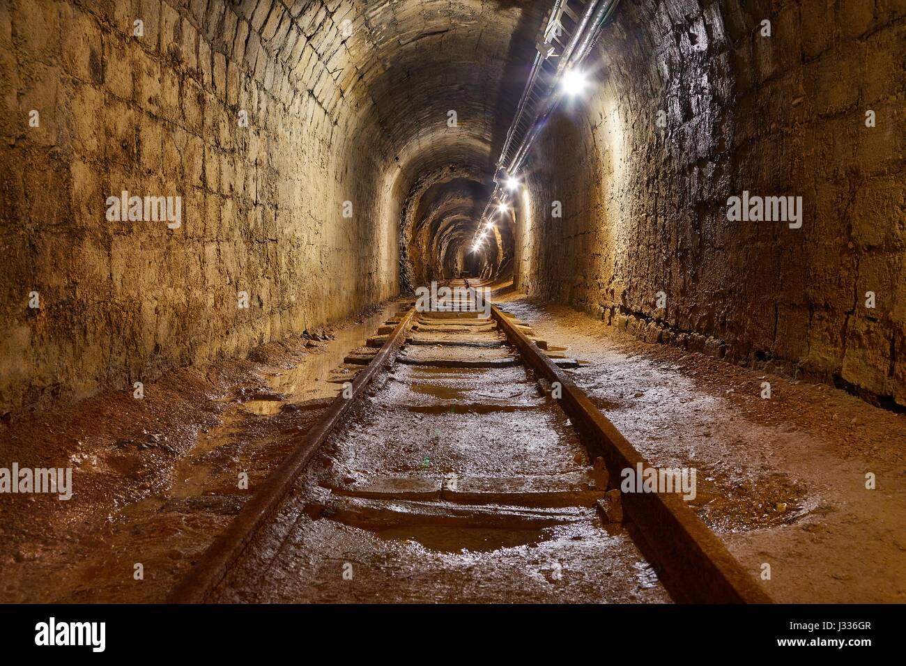 Mine Shaft with Rail Stock Photo - Alamy
