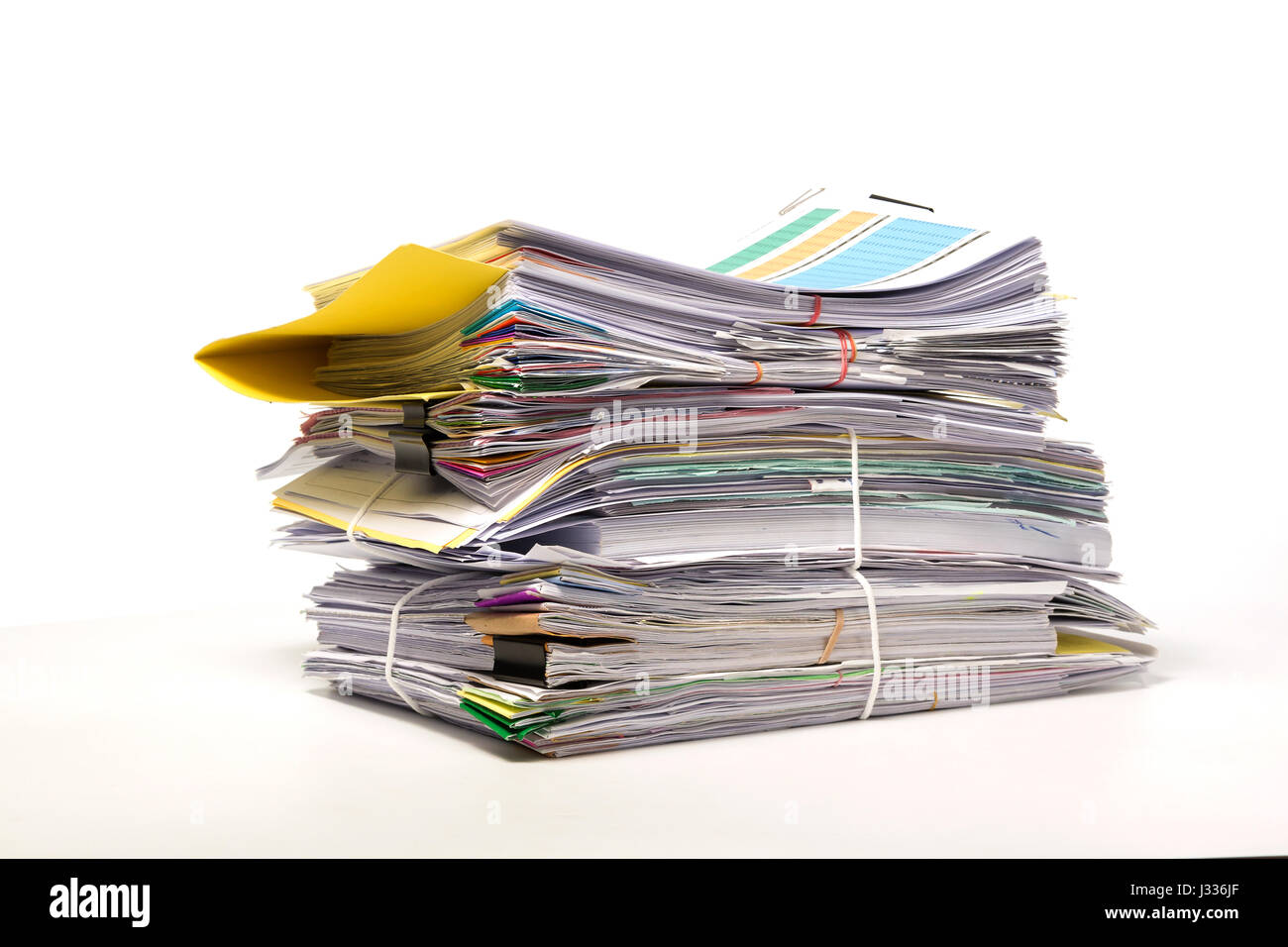 Stack of business papers isolated on white background Stock Photo - Alamy
