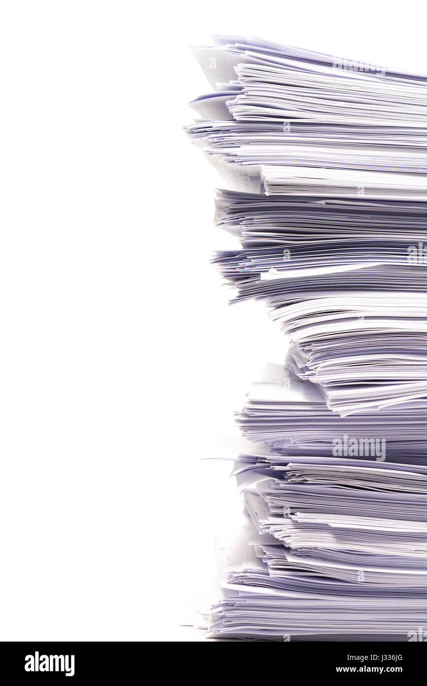 Stack of business papers isolated on white background Stock Photo - Alamy