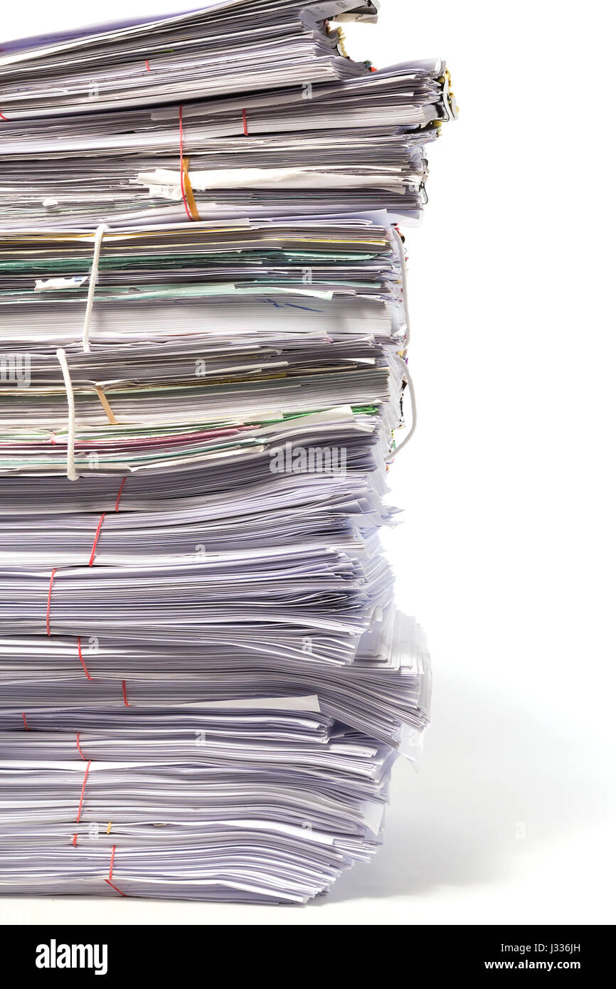 Stack of business papers isolated on white background Stock Photo - Alamy