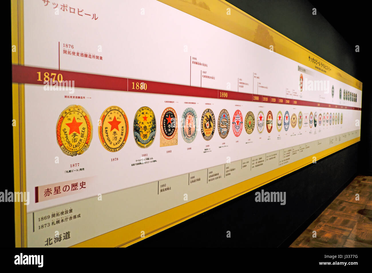 Sapporo Beer timeline inside Sapporo Beer Museum, Sapporo, Hokkaido ...