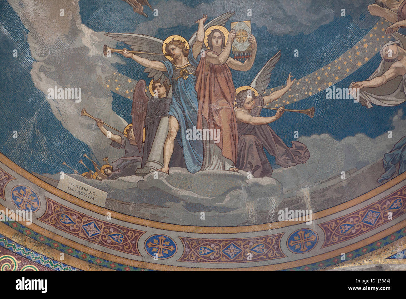 Angels of the Apocalypse. Detail of the Last Judgment mosaic designed ...