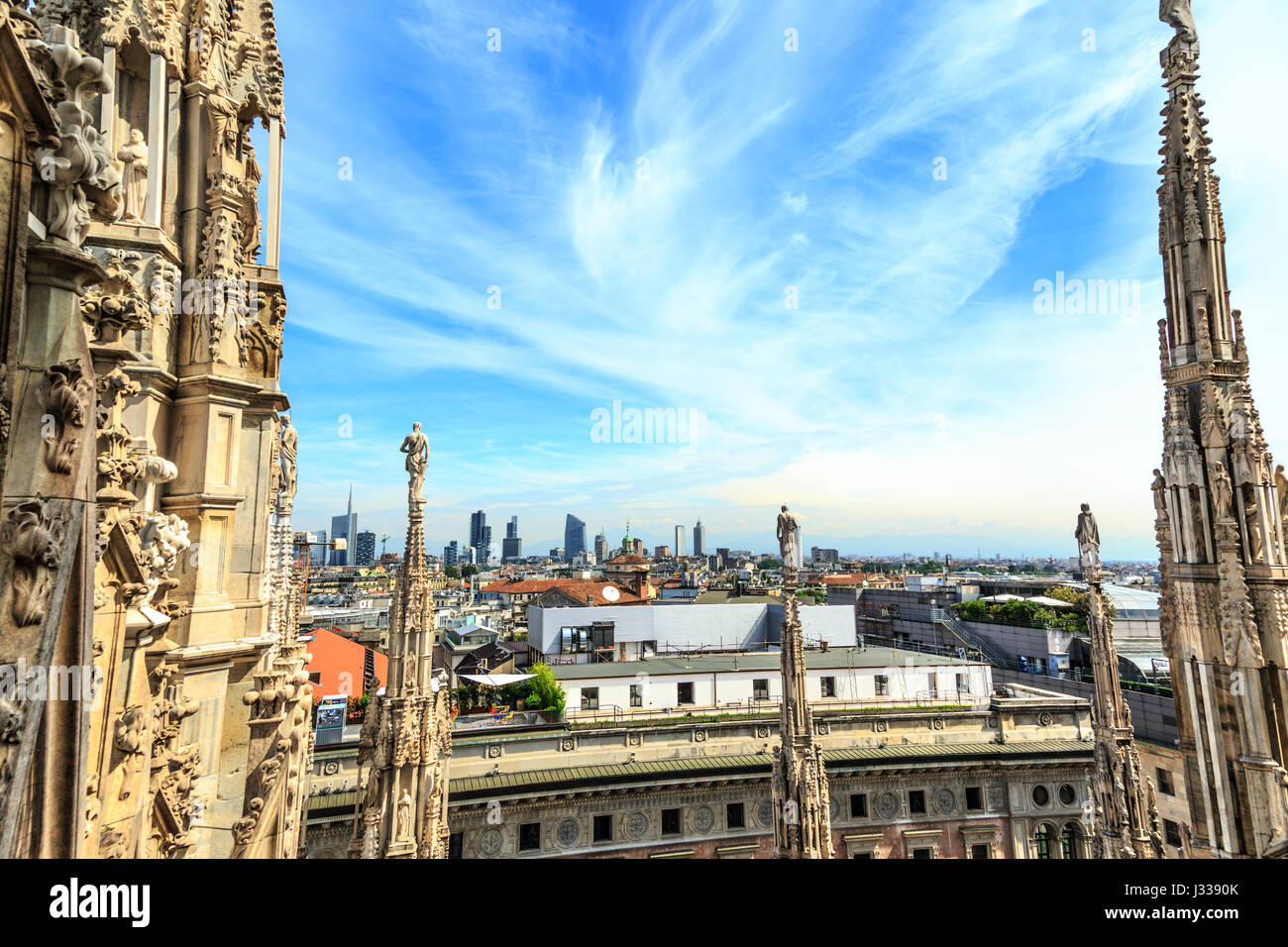View from Duomo roof in Milan closeup Stock Photo - Alamy