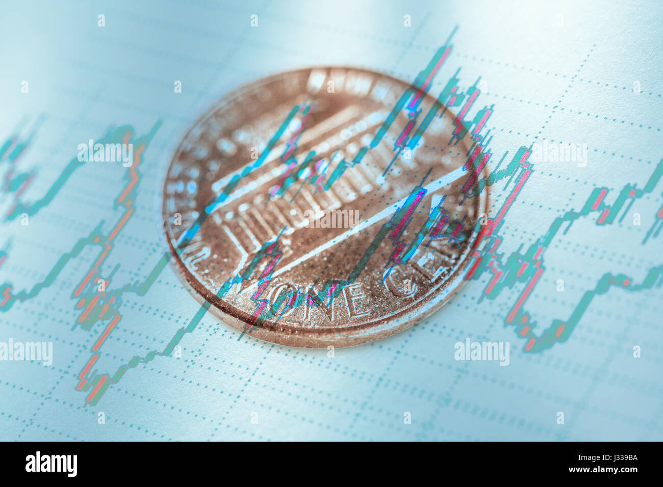 One cent coin of american currency closeup Stock Photo - Alamy