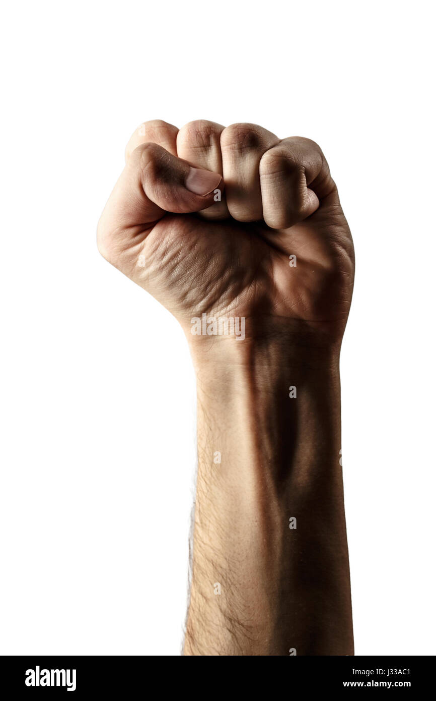 Male hand clenched in fist on white Stock Photo - Alamy