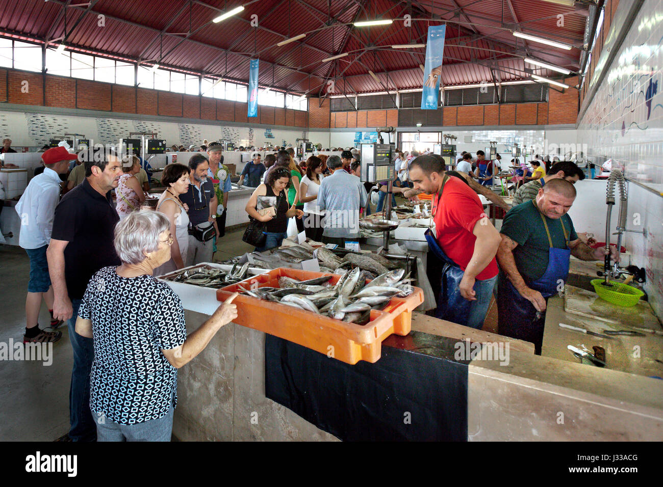 Fish market, market hall, Olhao, Algarve, Portugal Stock Photo - Alamy