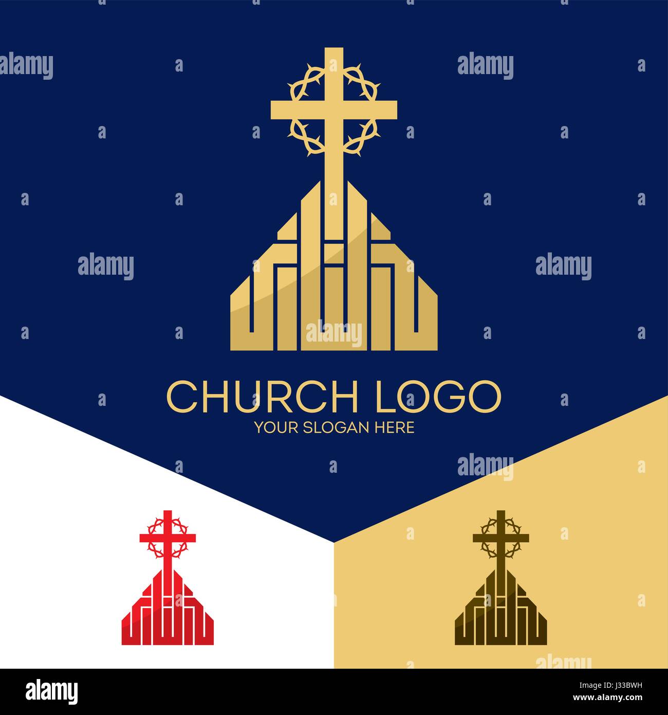 Church logo. Christian symbols. The cross of Jesus and a crown of ...