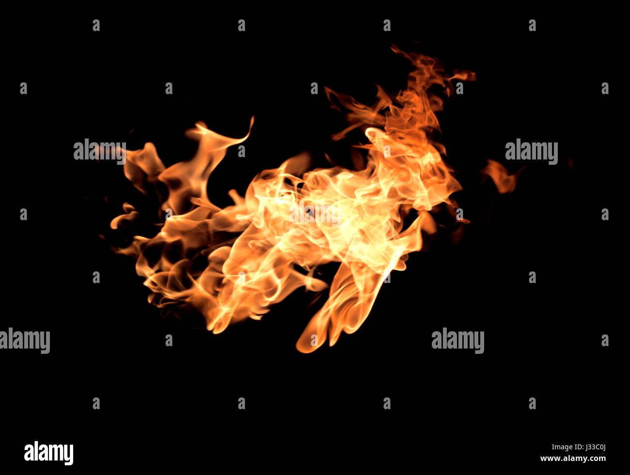Fire flames collection isolated on black background Stock Photo - Alamy