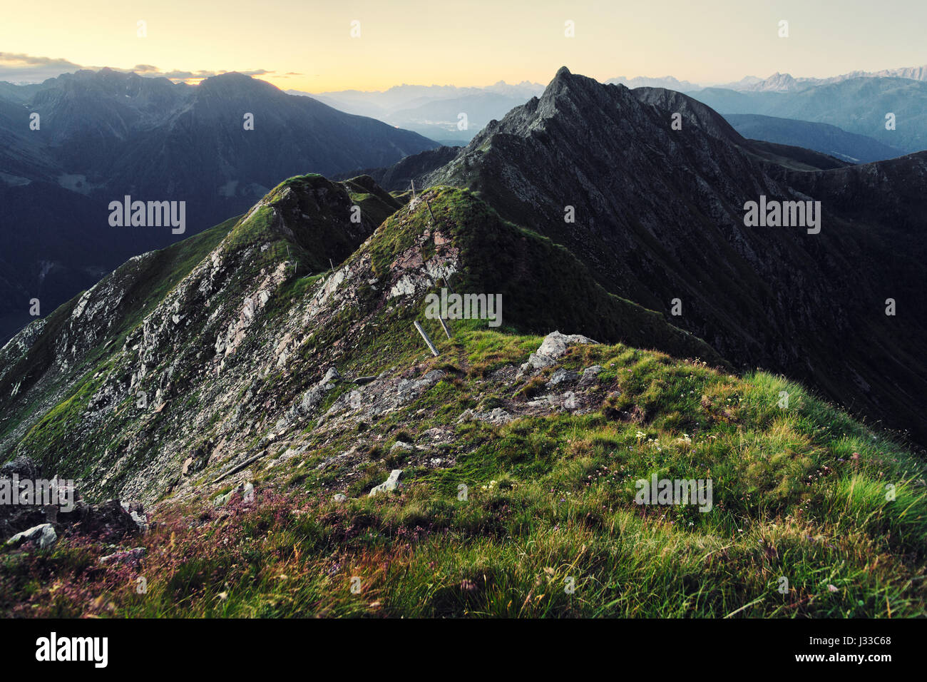 Near lake Seefeldsee, Meransen, view in the direction of Puster Valley ...