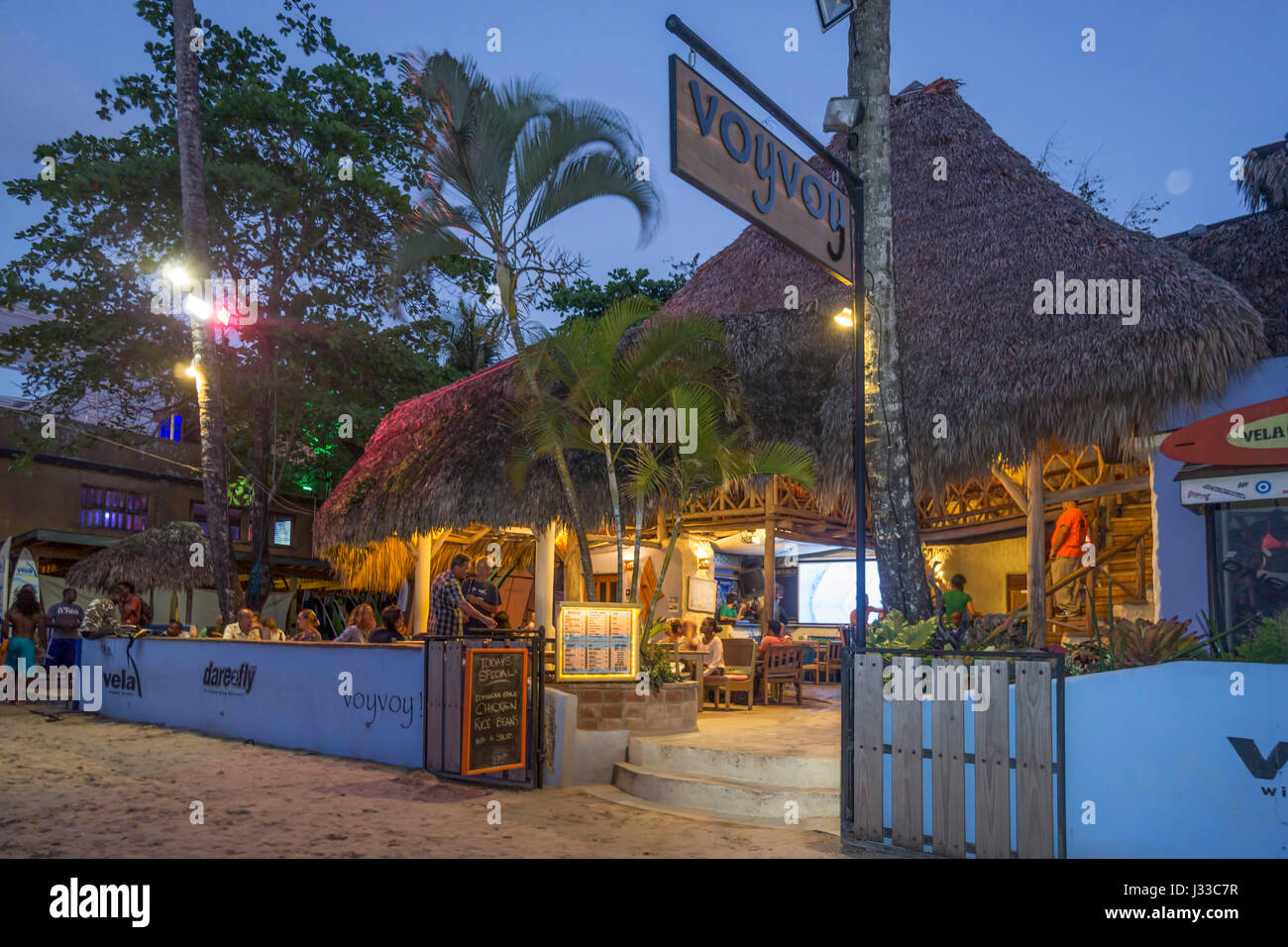 Beach bar, Cabarete, Dominican Republic, Antilles, Caribbean Stock ...