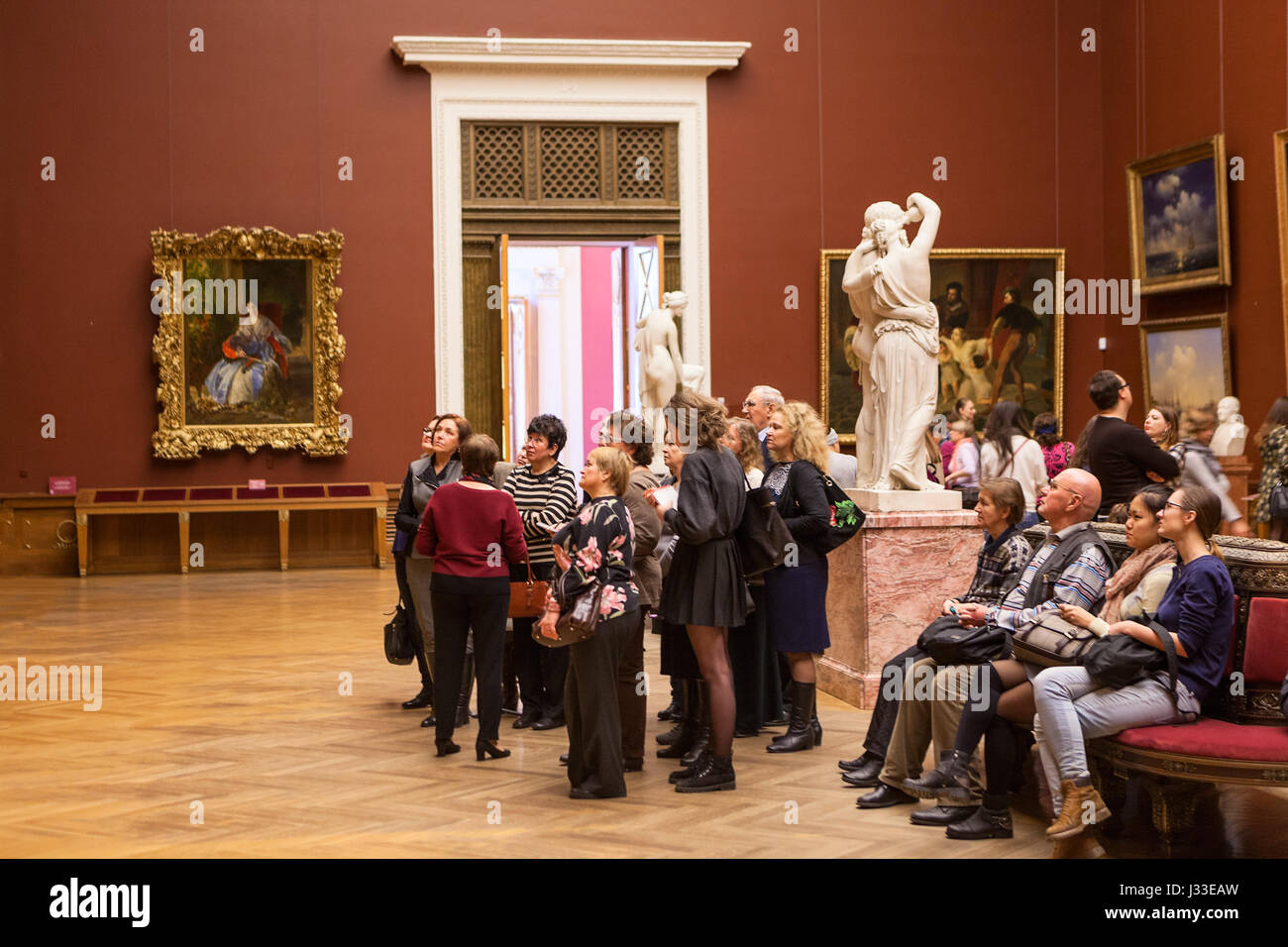 ST. PETERSBURG, RUSSIA - CIRCA APR, 2017: Visitors walk in halls of ...