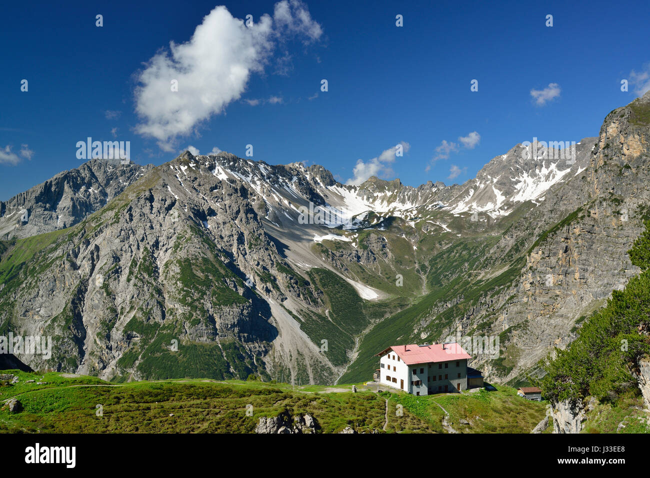 Hut Steinseehuette with Lechtal Alps, Tyrol, Austria Stock Photo - Alamy