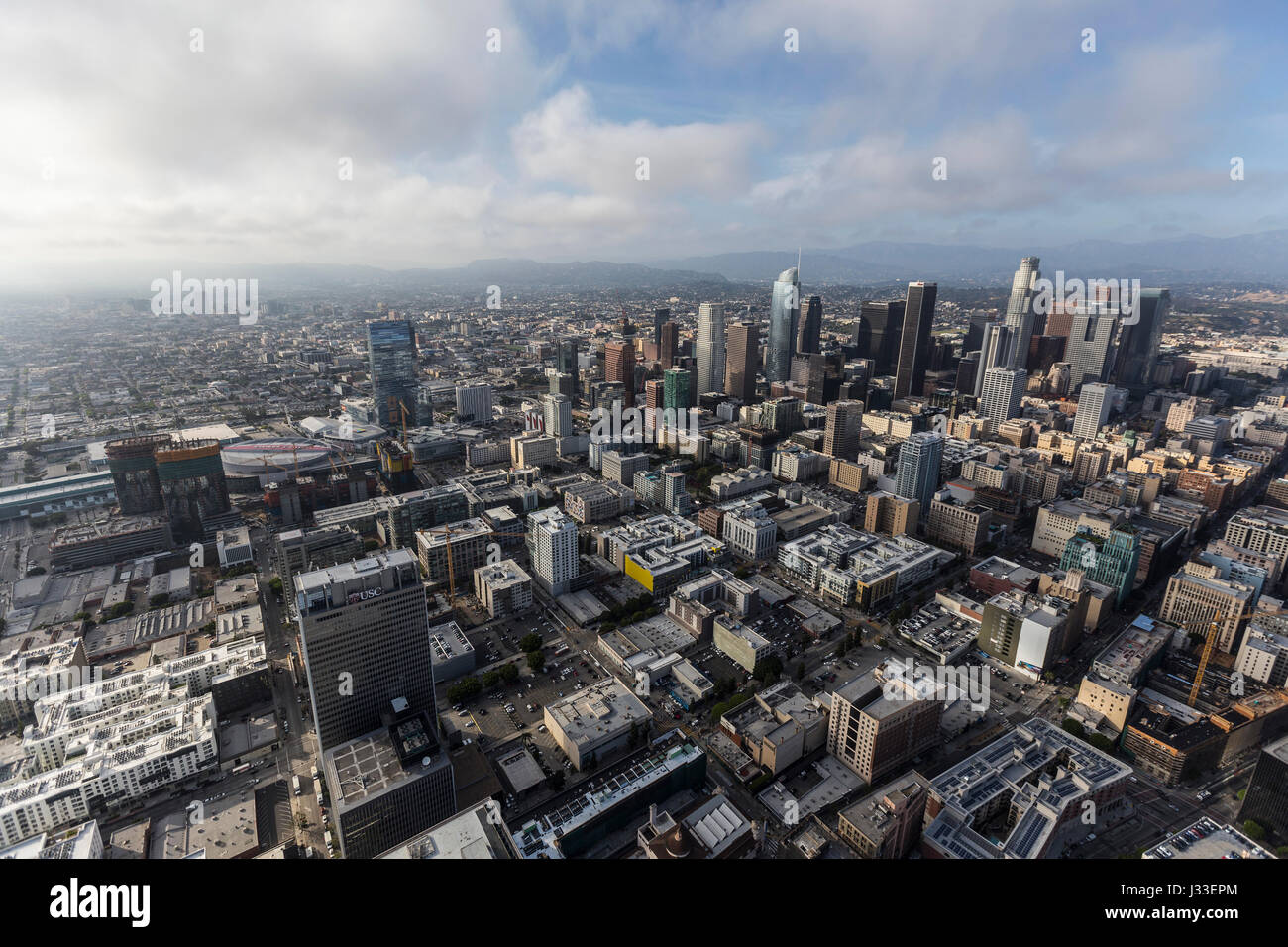 Los Angeles, California, USA - April 12, 2017: Aerial view of afternoon ...
