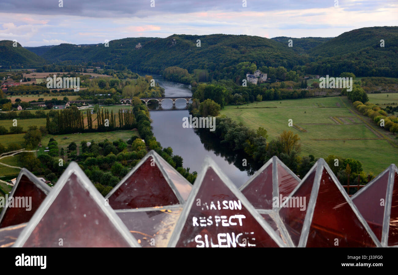View from Beynac castle, Beynac-et-Cazenac in the Dordogne valley ...
