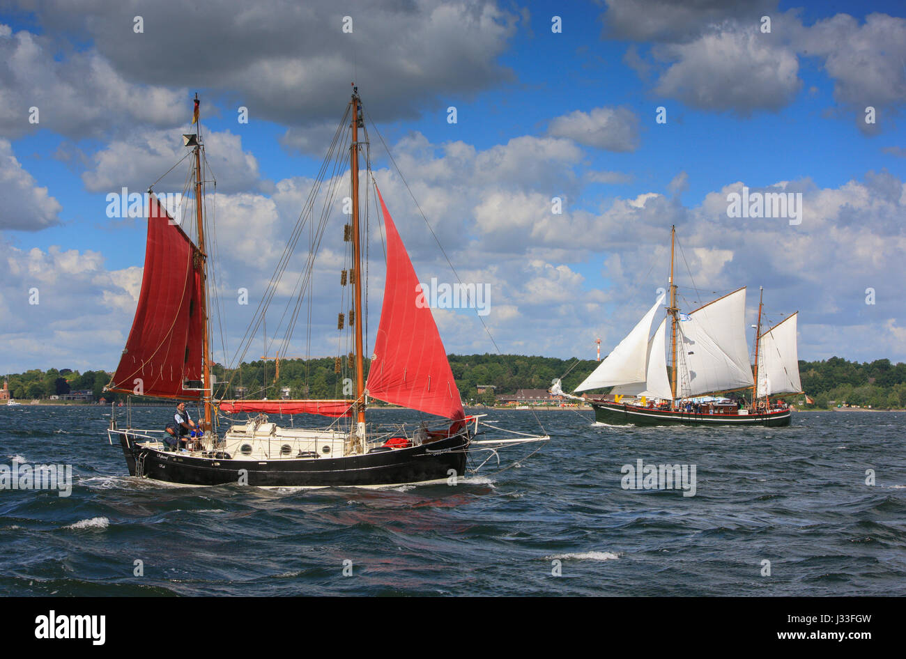 Kiel week, Sailing boats on the Kiel Fjord, Schleswig Holstein, Germany ...