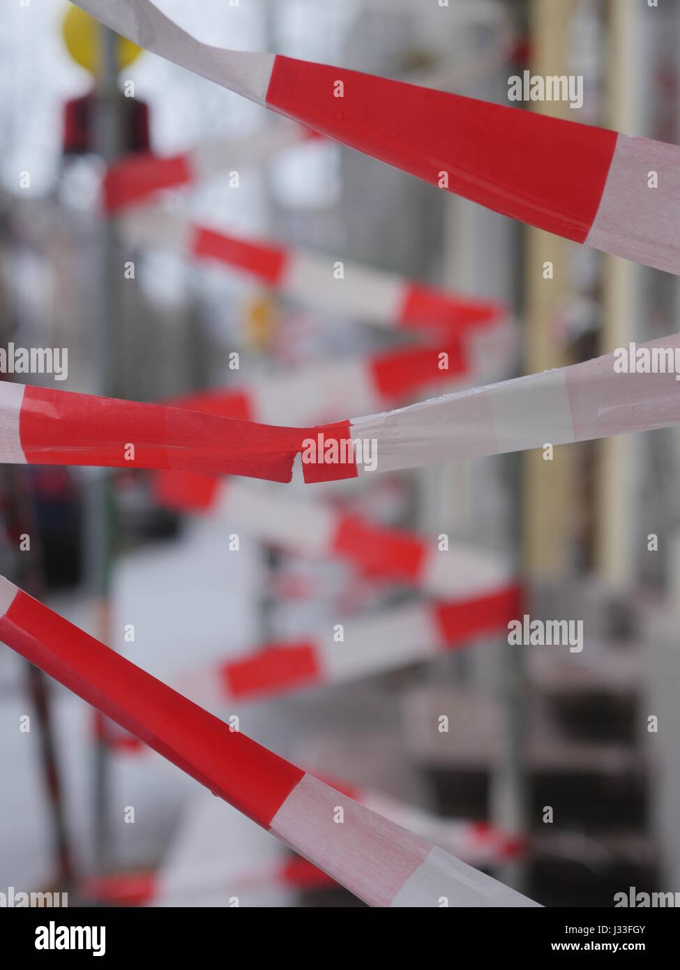 Red white no entry tape hi-res stock photography and images - Alamy