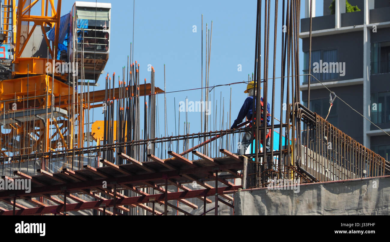 Labor or worker on building construction site and industial material ...