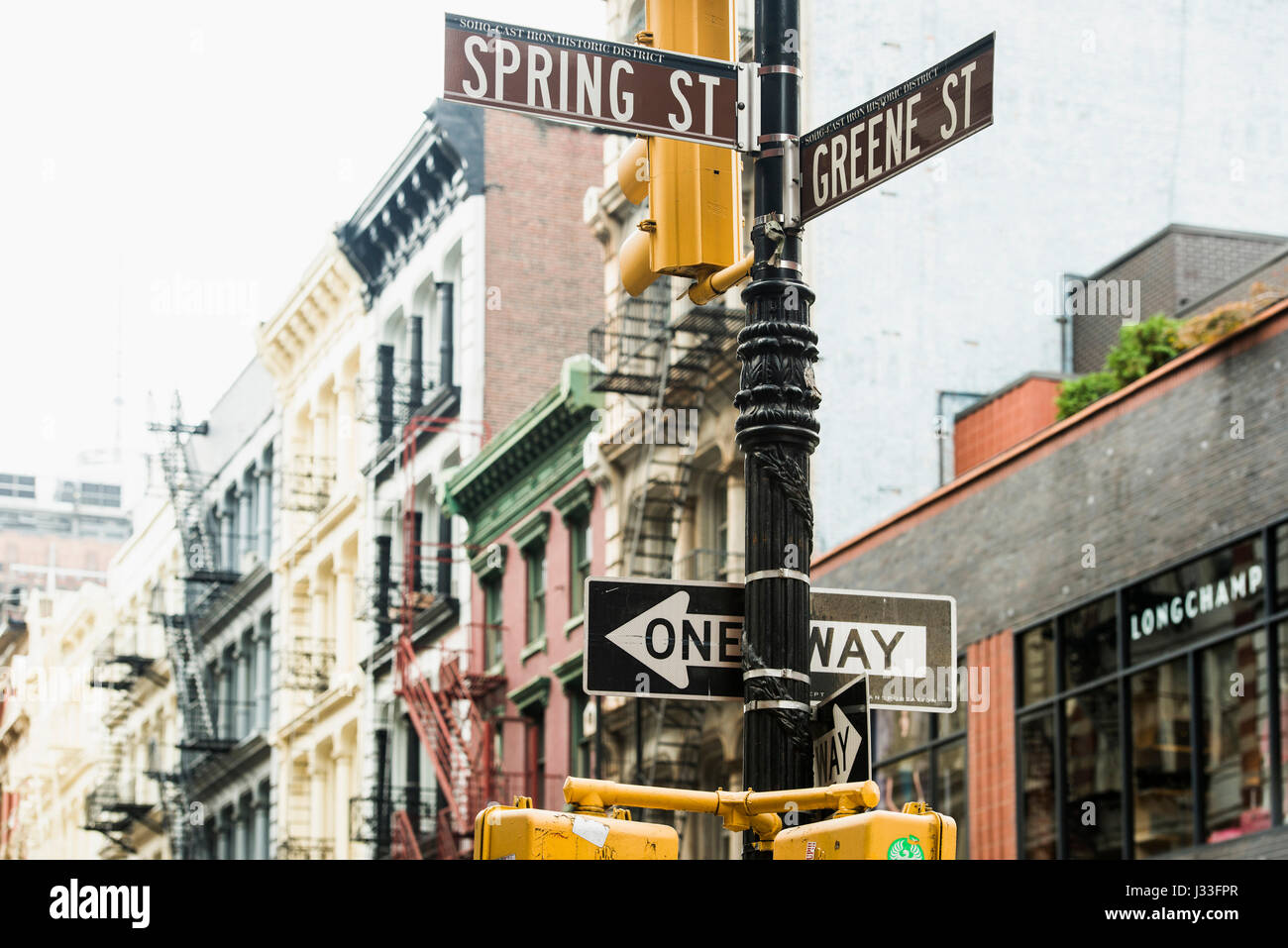 Road signs, Street signs in SoHo, Manhattan, New York, USA Stock Photo ...