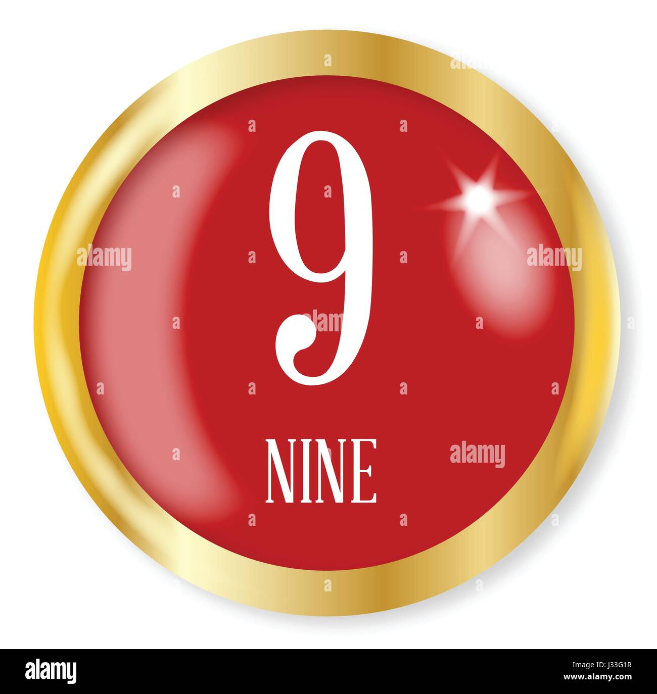 9 for Nine button from the NATO phonetic alphabet/number with a gold ...