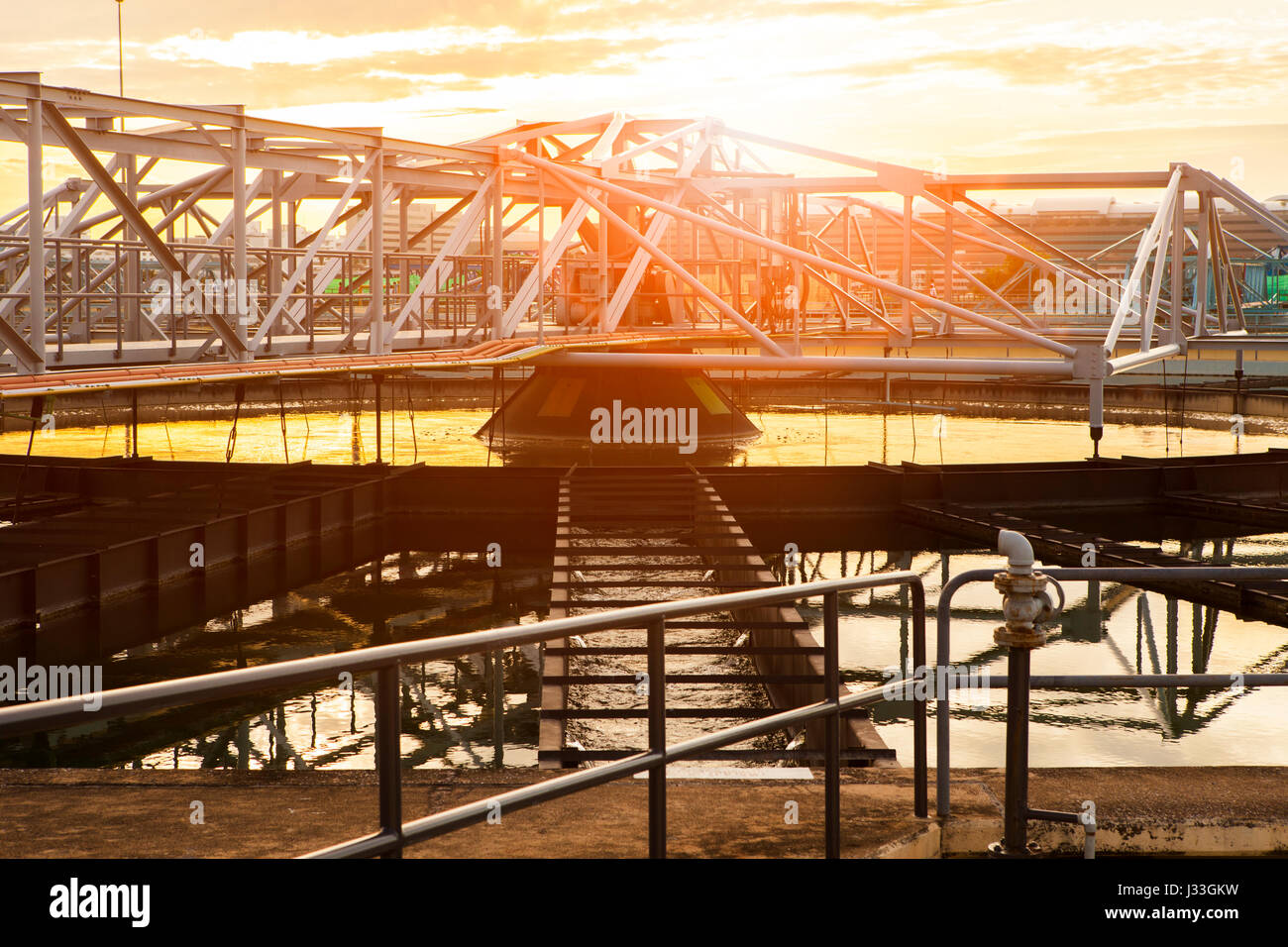 structure frame of water works in heavy industry estate plant agaisnt ...