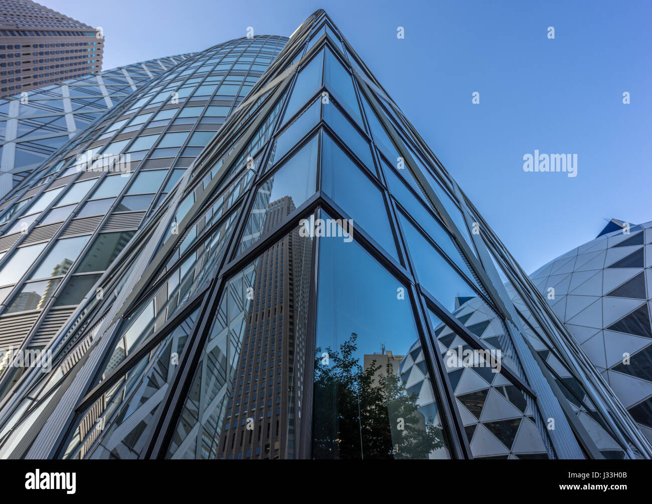 Ground level view of Mode Gakuen Cocoon Tower educational facility ...