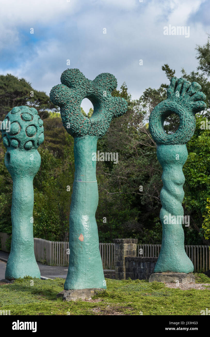 Auckland, New Zealand - March 2, 2017: Closeup of the green obelisk ...