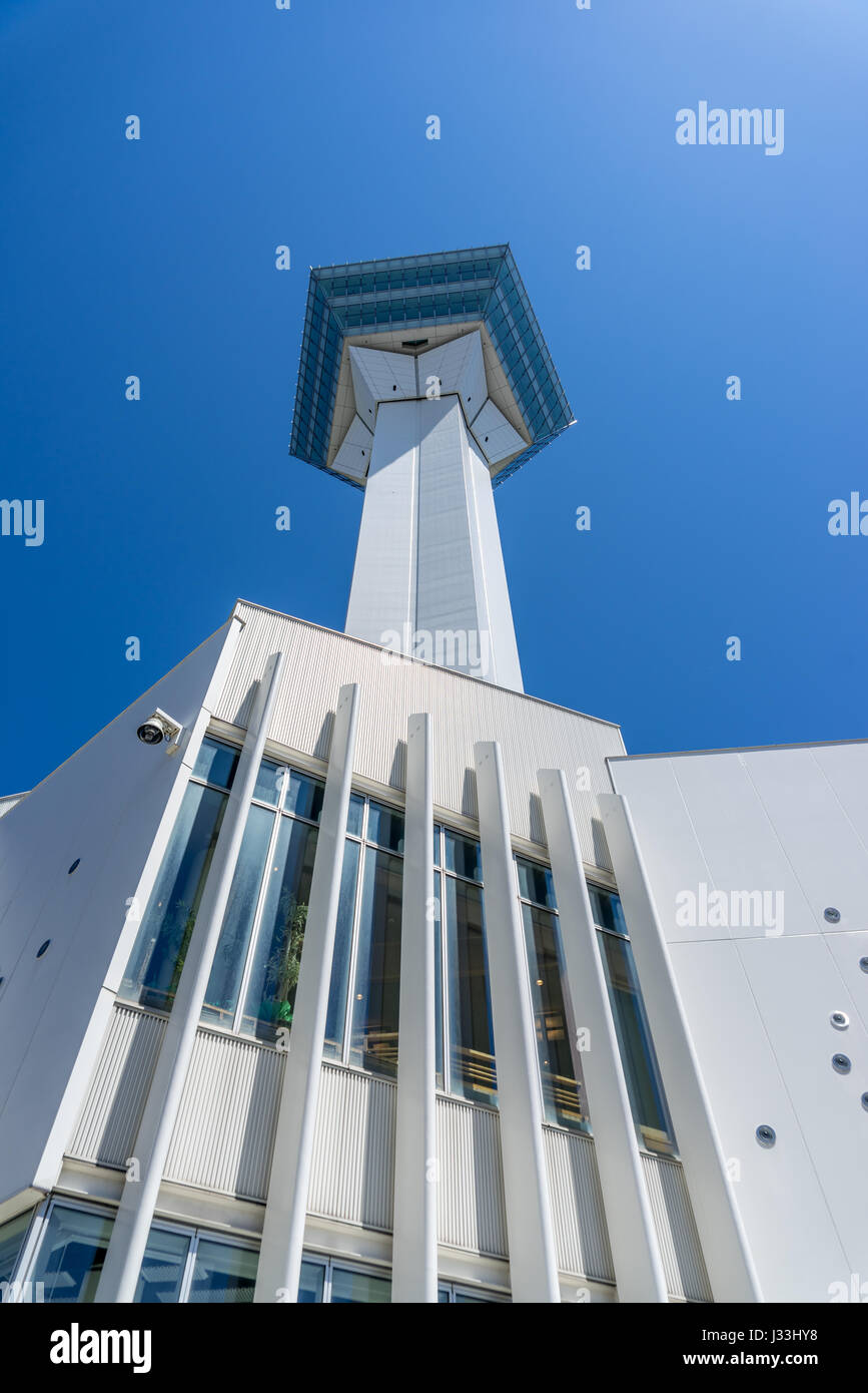 Ground level view of Goryokaku Tower from street. Hakodate, Hokkaido ...